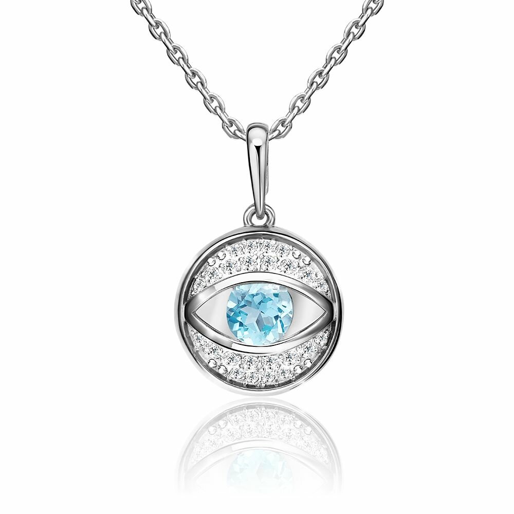 Подвеска, белое золото, 585 проба, родирование, топаз