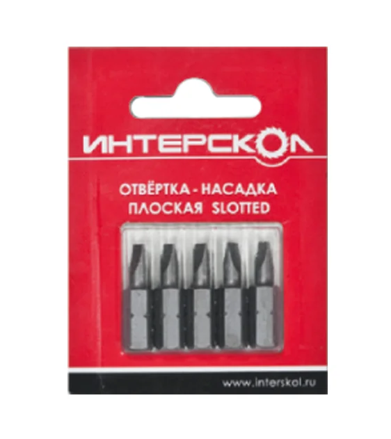 Набор бит Интерскол SL4.5х0.6x25мм, 6-ти гранный хвостовик 1/4", 5 шт.