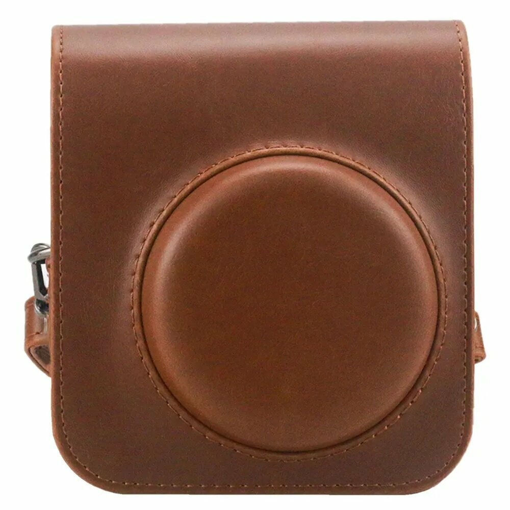 Чехол для фотоаппарата Fuji Instax mini 12, с карманом для аксессуаров и регулируемым ремешком, Коричневый