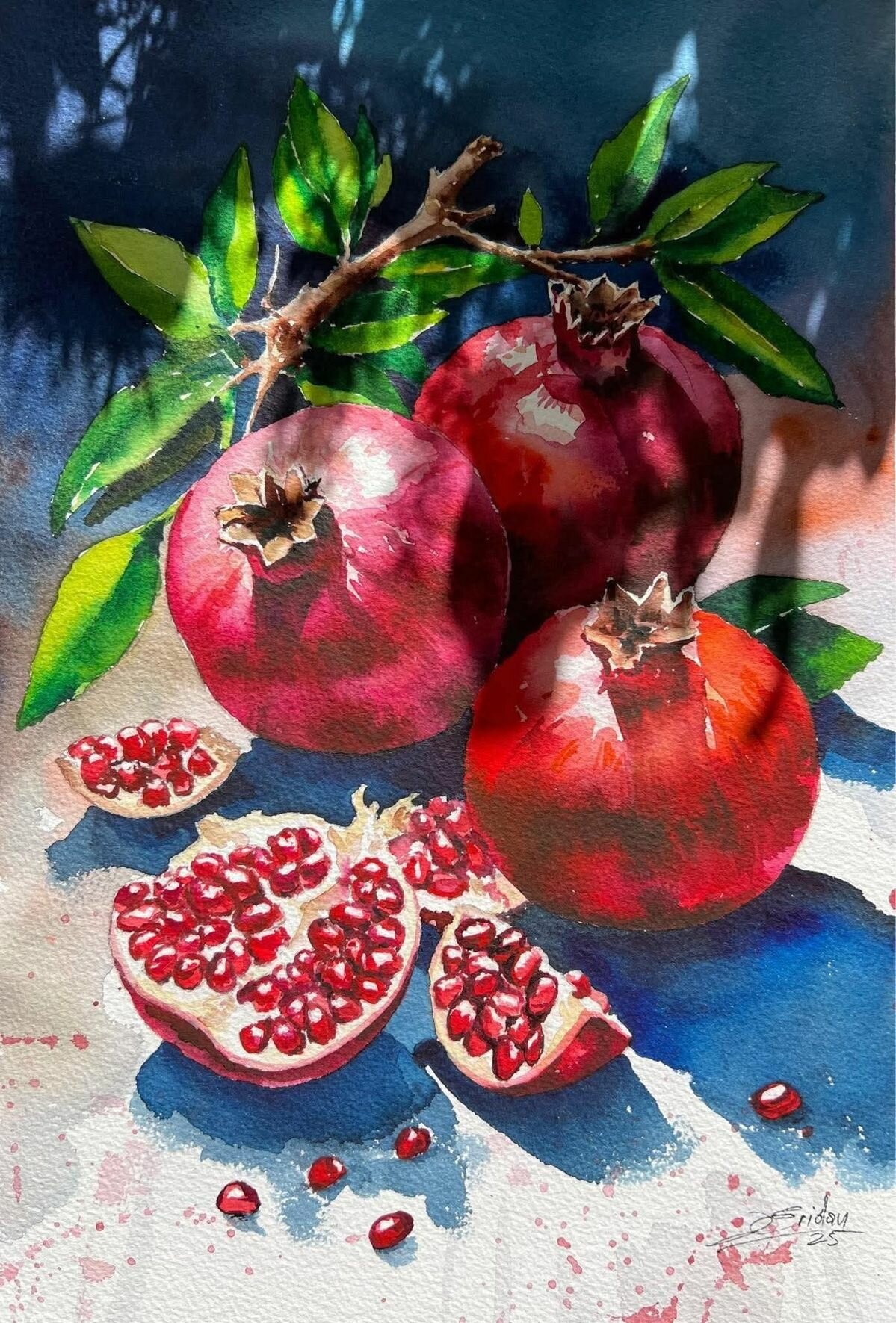 Алмазная живопись "Сочный гранат", 5D, круглая, 40x50 см. Производитель: Brose Art.