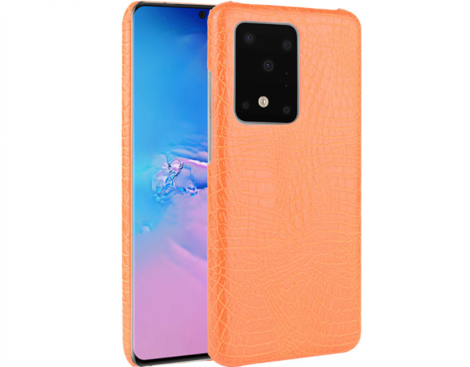 Чехол-накладка MyPads для Samsung Galaxy S20 Ultra 5G с дизайном под кожу крокодила, оранжевый