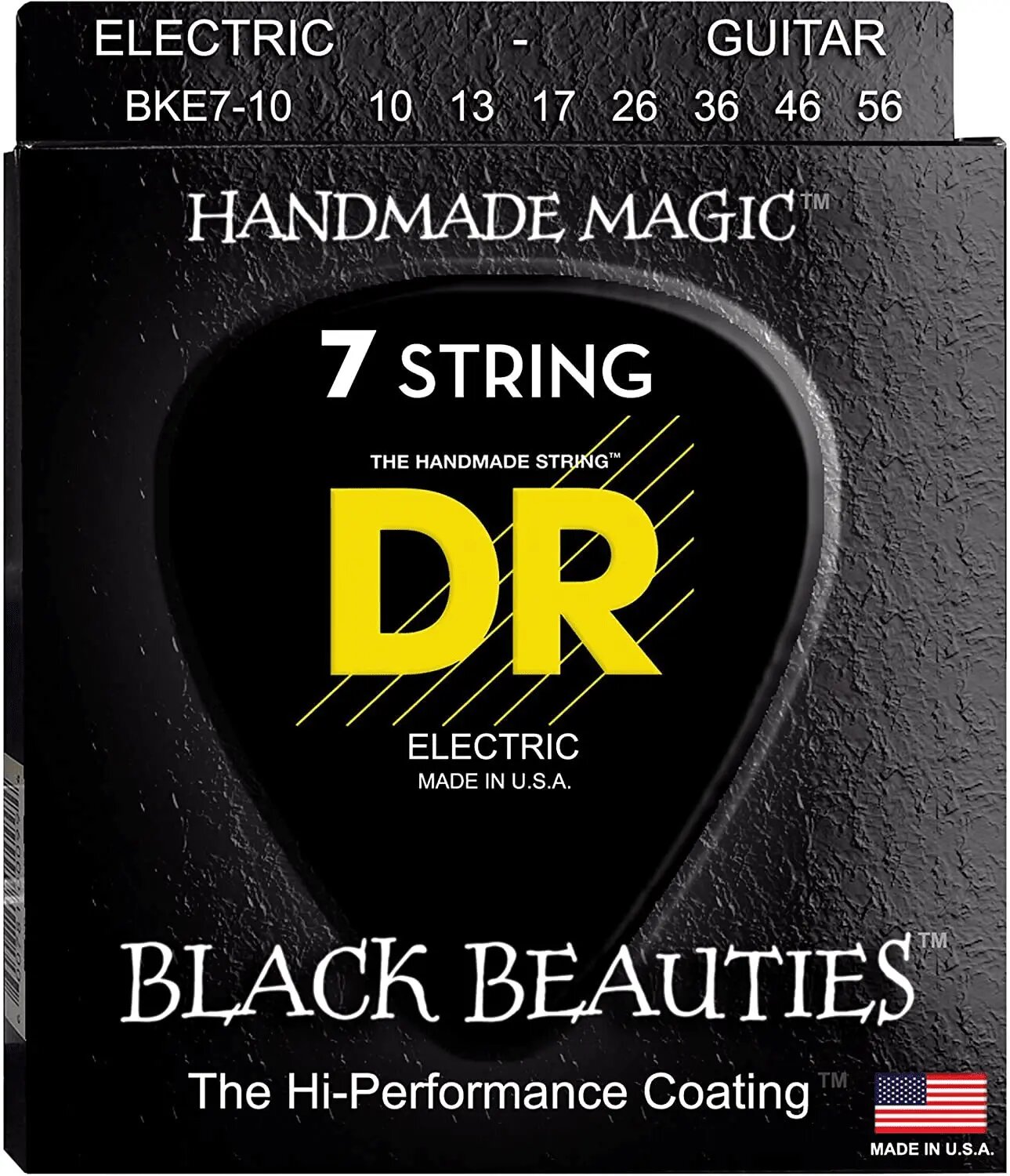 Струны для 7-струнной электрогитары DR Strings BKE7-10 Black Beauties 10-56