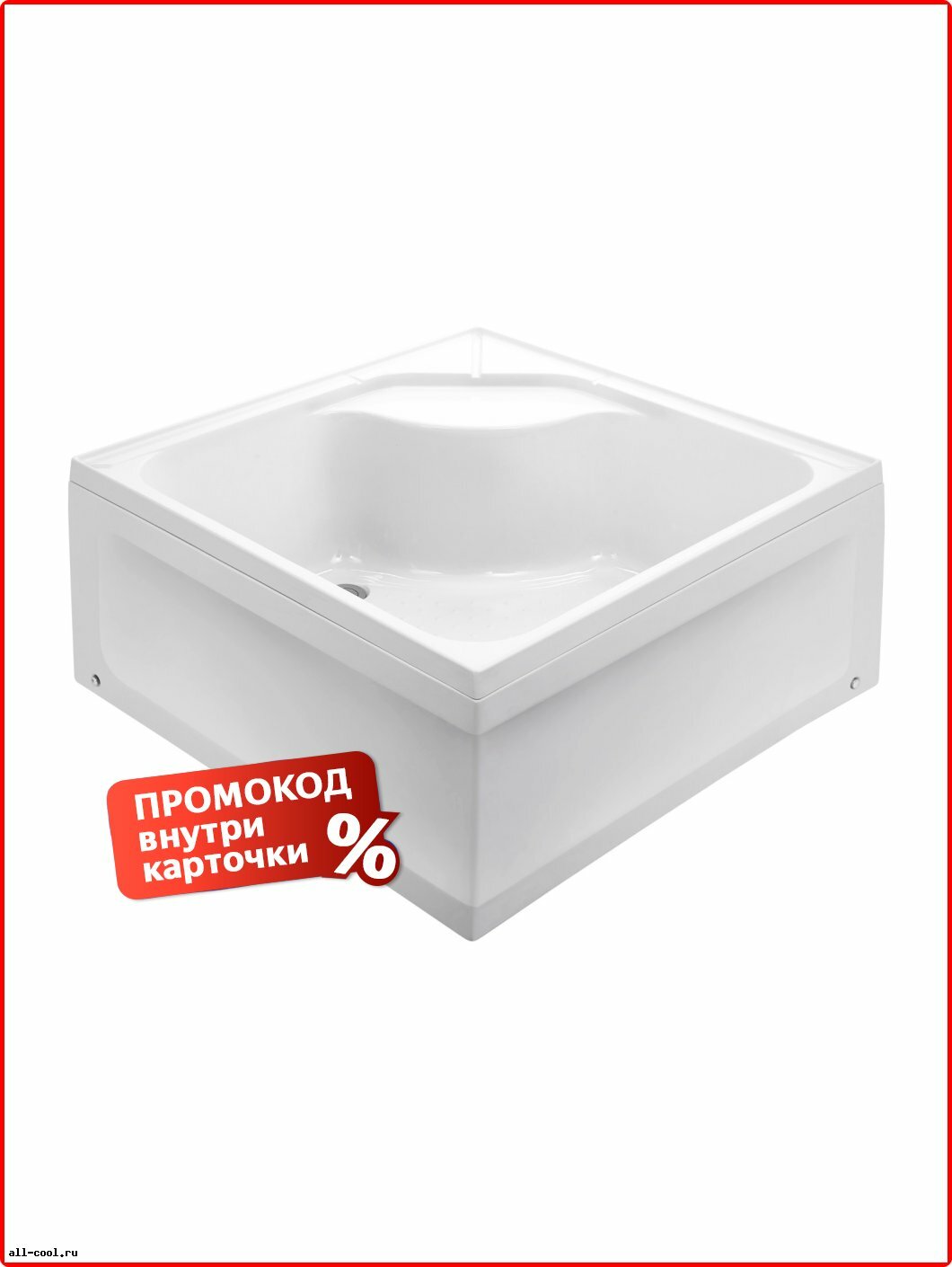 Душевой поддон WEMOR Cosmo 100x100 высокий, акрил, квадратный, белый