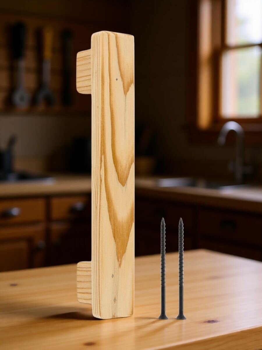 Деревянная дверная ручка для бани без покрытия, скоба, 1 серия, 1 шт