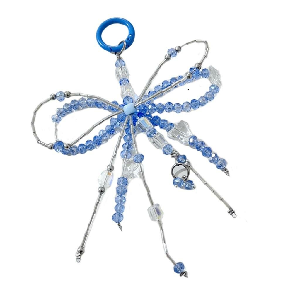 Бусинный брелок-бантик, Синий