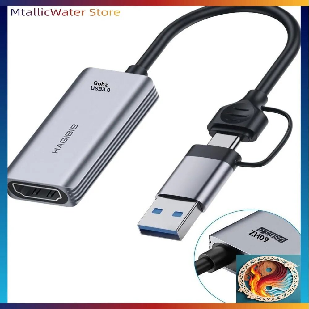 Карта видеозахвата Hagibis USB3.0 с PD 100 Вт HDMI на USB/USB C 1080P HD 60 кадров в секунду прямая трансляция и запись видео и аудио игры MS2130 для Switch Xbox PS4/5 прямая трансляция