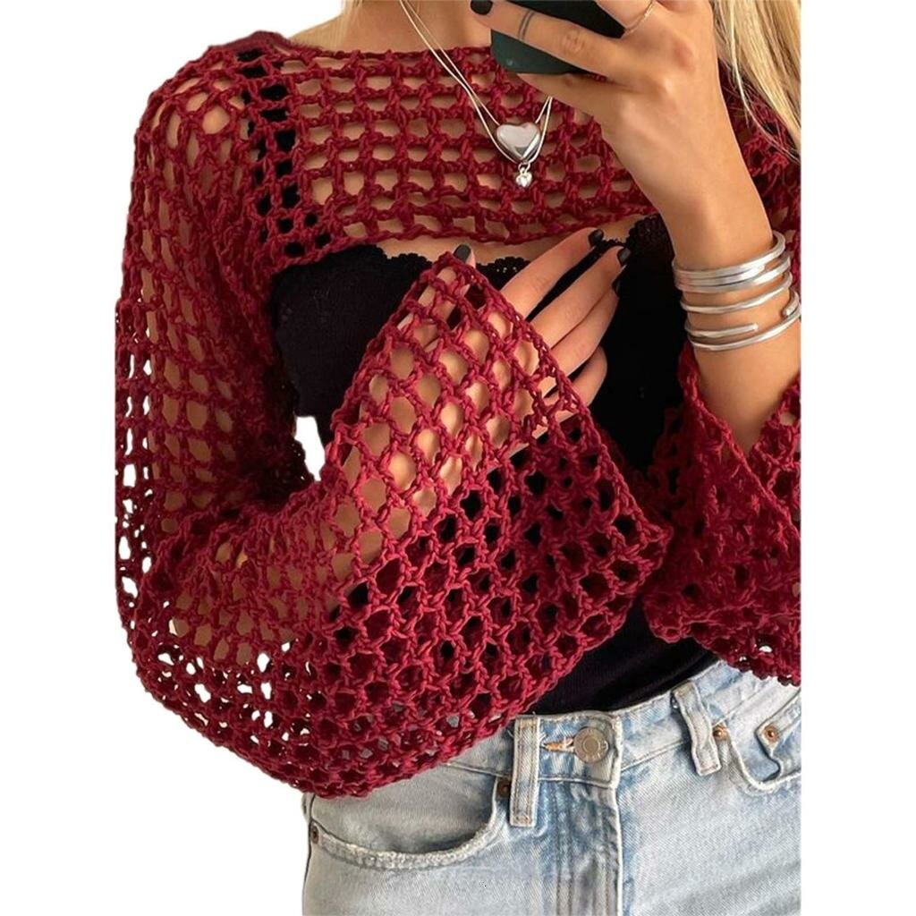 Женский топ-накидка для пляжа, Кларет - S