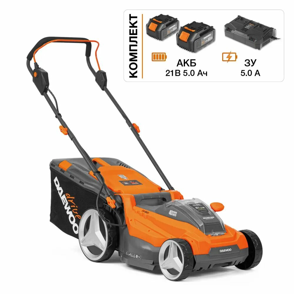 Газонокосилка DAEWOO DLM 4042Li, на аккумуляторах, 40В, 40см