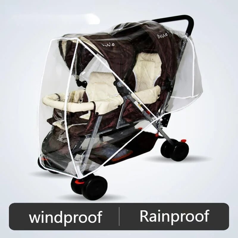 Универсальный дождевик для колясок для близнецов, цвет: Front and rear seats