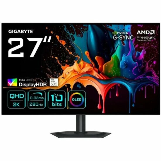 Монитор Gigabyte 27" MO27Q28G черный WOLED LED 16:9 HDMI M/M матовая HAS Piv 1500000:1 335cd 178гр/1