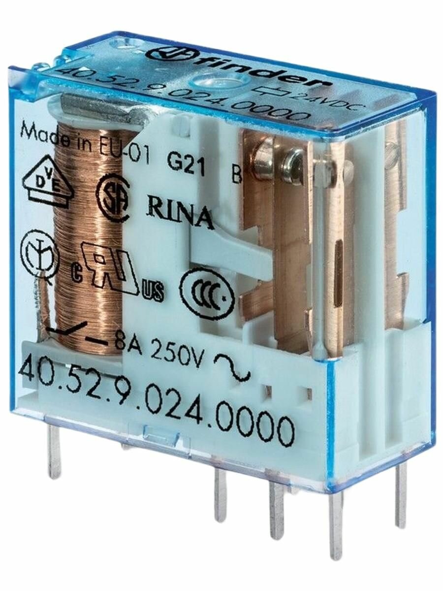40.52.9.024.0000, Реле 2 переключ. 24VDC, 8A/250VAC DPDT Finder