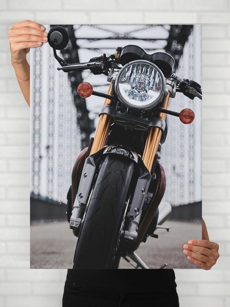 Плакат на стену для интерьера Мотоцикл (Triumph Thruxton RS 3) - Постер по мото и байкам формата A1 (61x84 см)