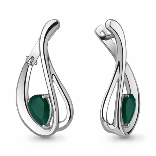 Серьги, серебро, 925 проба, родирование, агат