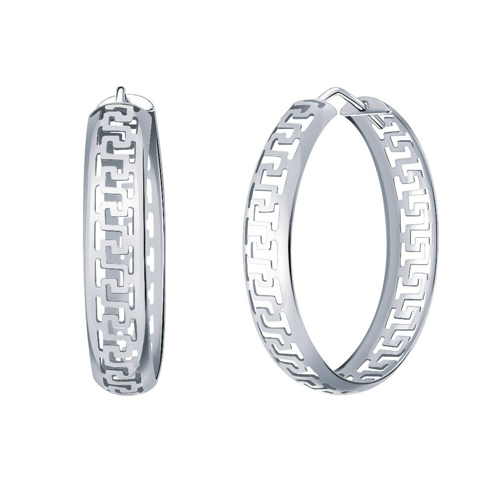Серьги конго, серебро, 925 проба, родирование