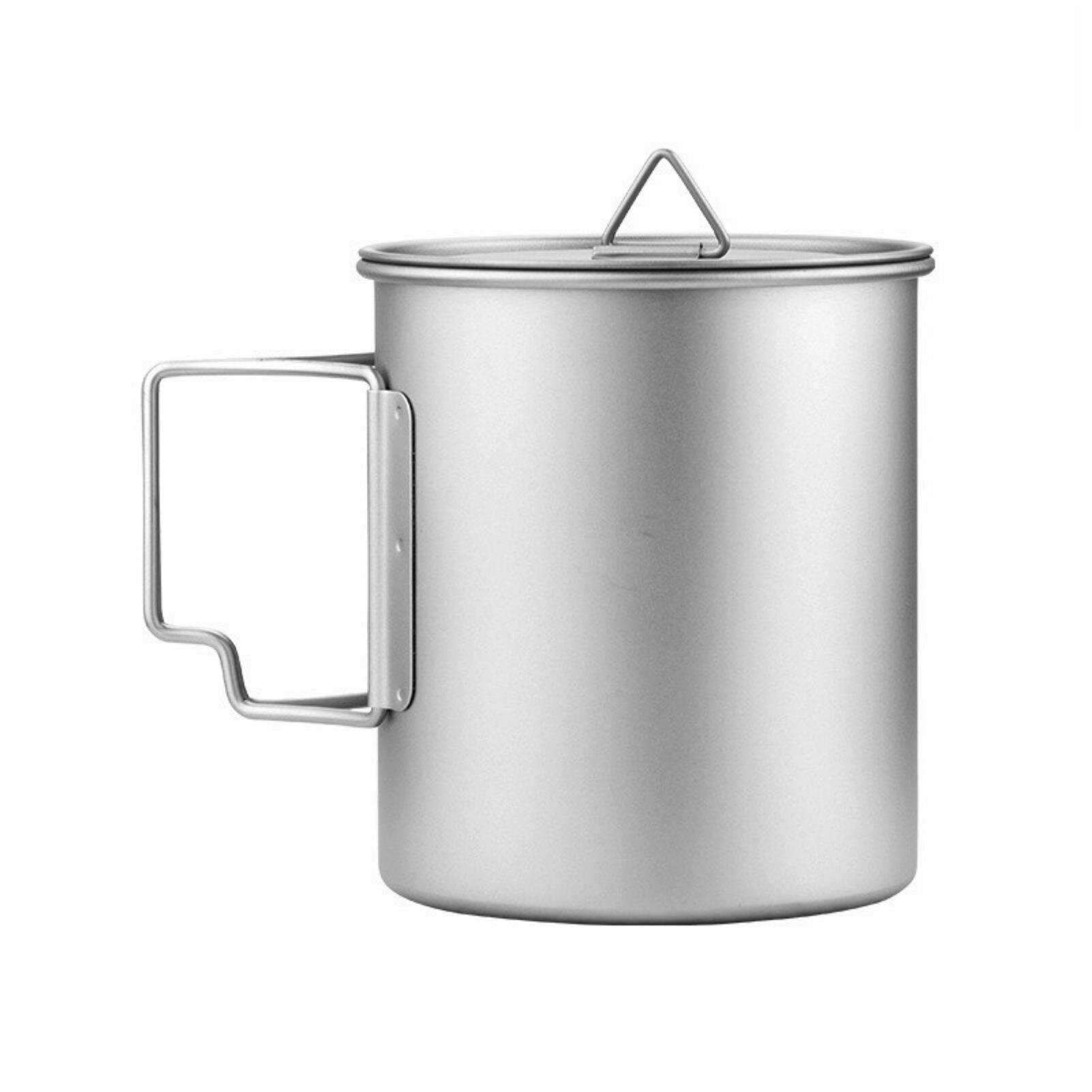 Ультралегкая титановая кружка 750 мл для кемпинга, пикника и походов со складной ручкой