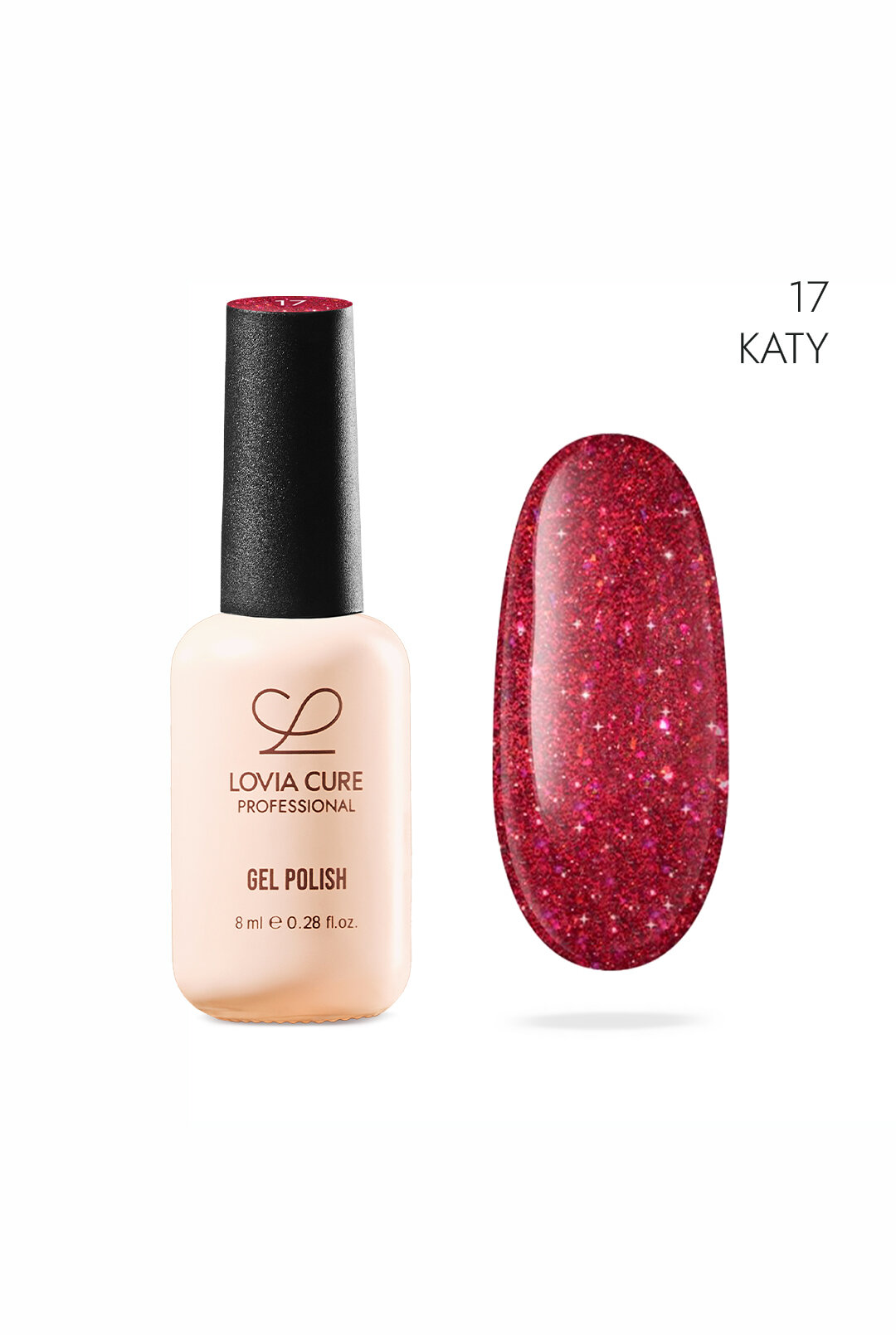 Гель-лак светоотражающий SHOCK EFFECT 17, LOVIA CURE, 8 мл красный