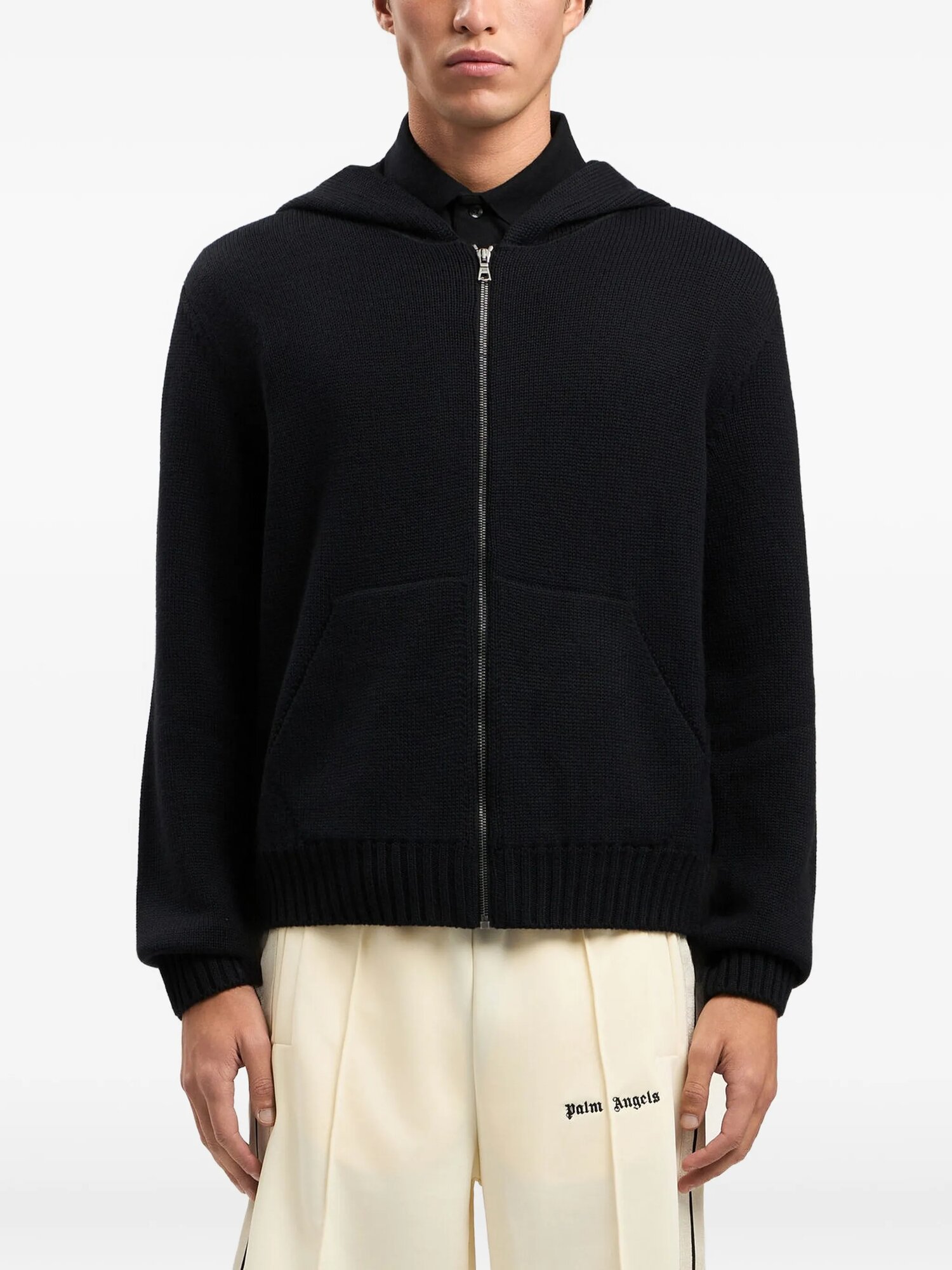 Худи Palm Angels Zip hoodie, размер XS, , black/black — фото 1