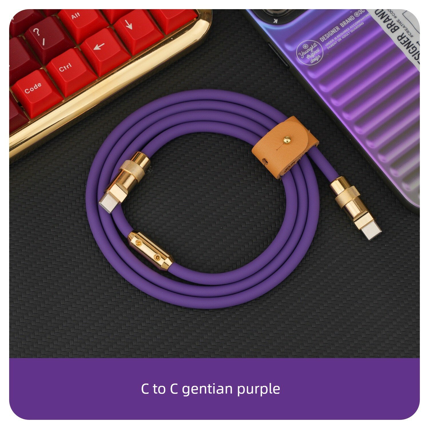 Силиконовый кабель с разъемами Type-C, гентианово-фиолетовый, длина 3 метра, 120 Вт быстрая зарядка, совместимый с