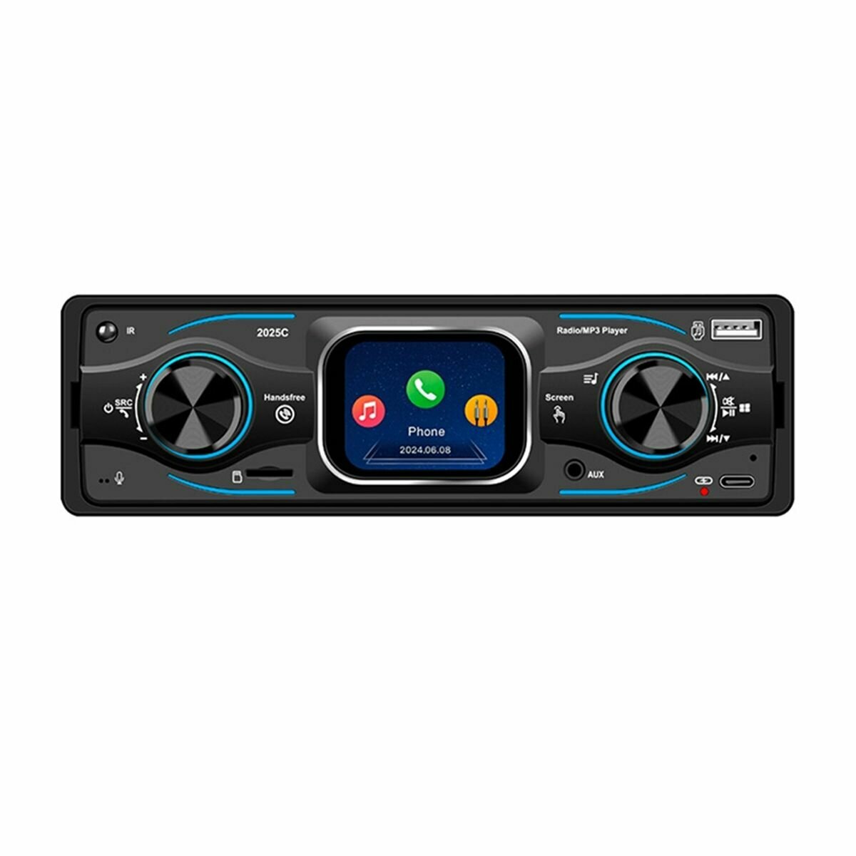 Автомобильный MP3-плеер 1DIN, сенсорный экран 2,17 дюйма, радиоприемник, USB/SD/AUX, BT, FM, подсветка, черный