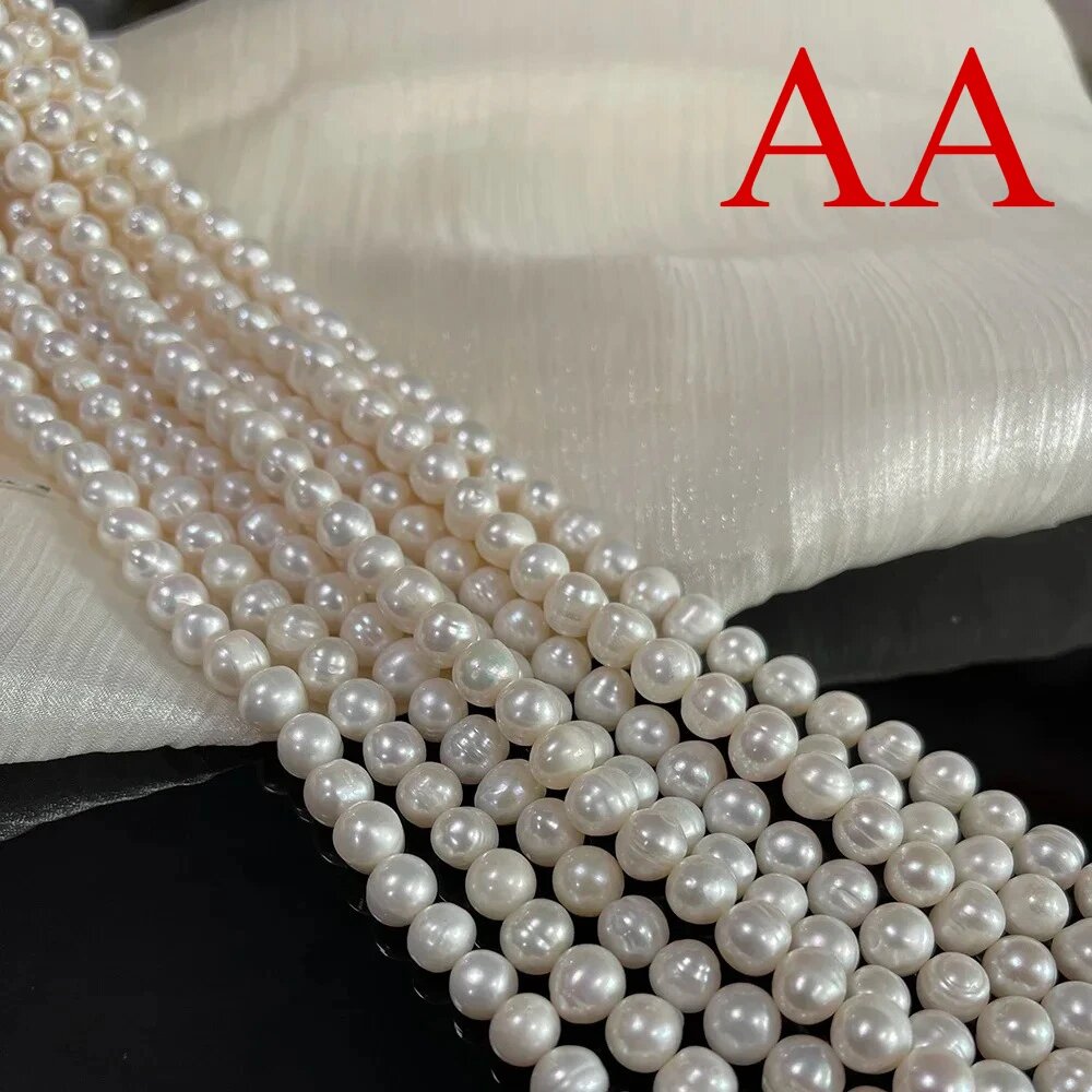 Натуральный пресноводный жемчуг 8-9 мм белые бусины