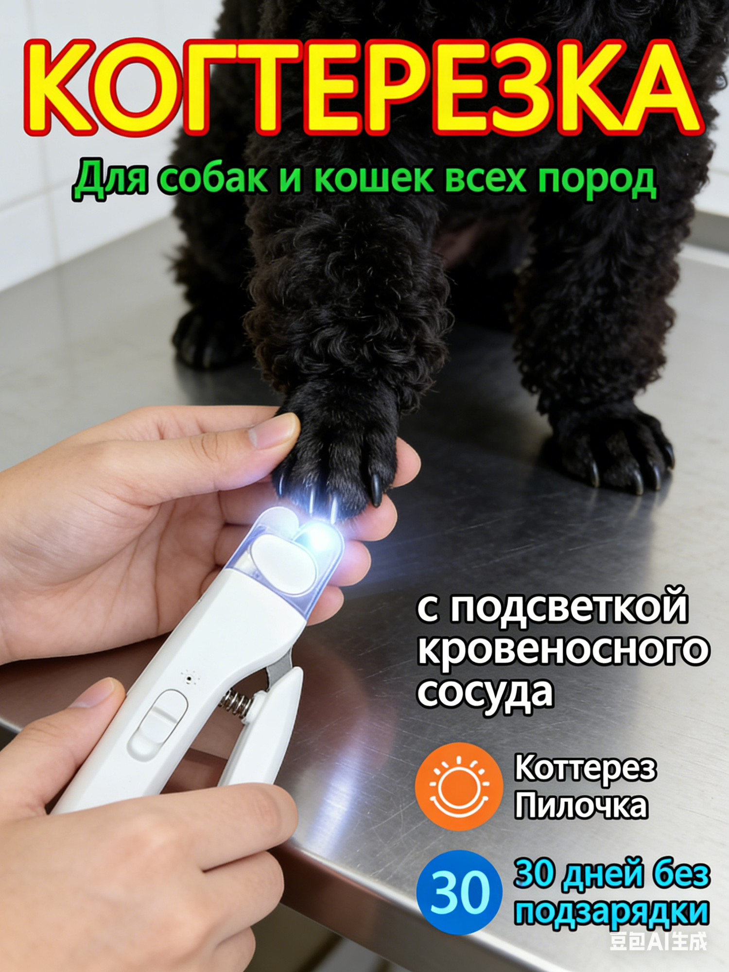 Безопасные когтерезки для собак с ограничителем и подсветкой