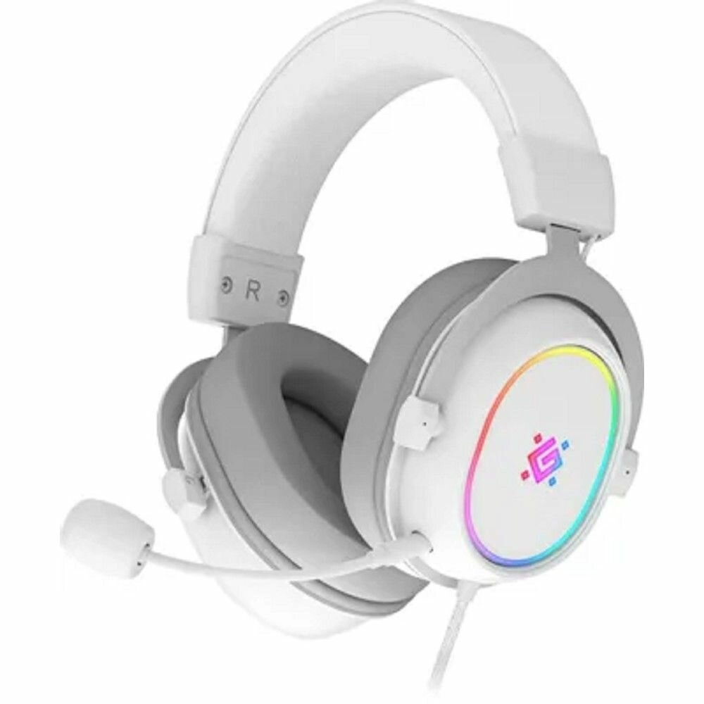 Defender Наушники Игровая гарнитура Halo белый, RGB, провод 2 м 62560