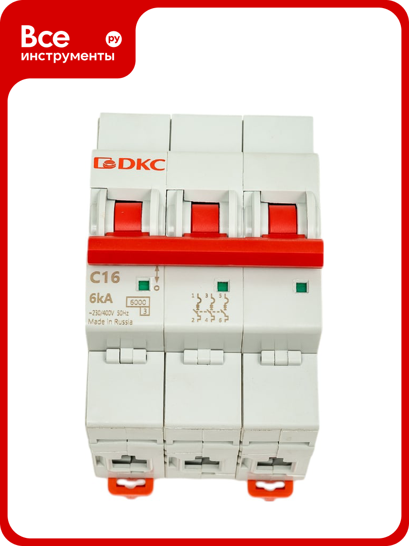 Автоматический модульный выключатель DKC YON MD63 3P 16А C 6kA MD63-3C16-6