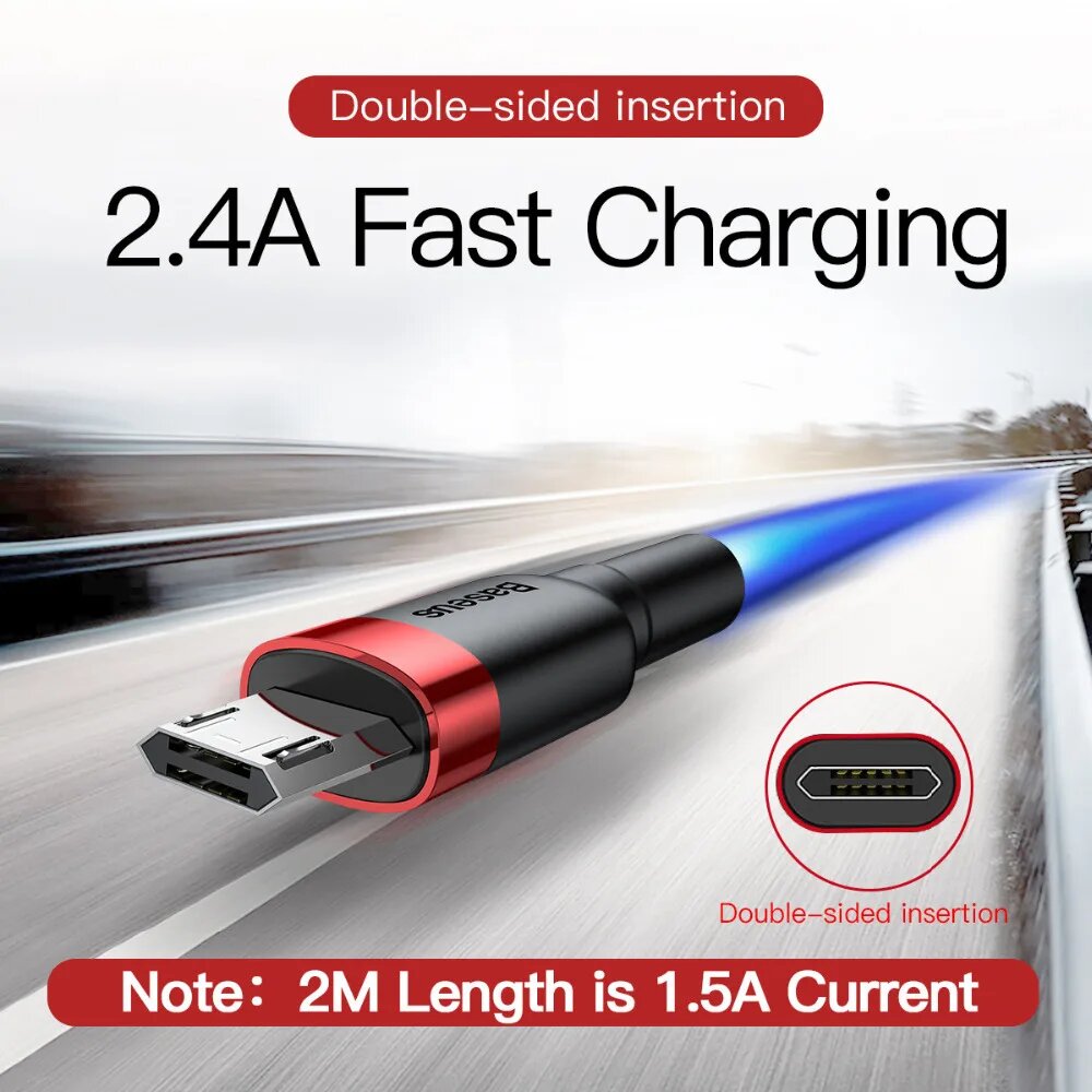 Baseus 2 м USB Micro-USB кабель, серый — фото 1