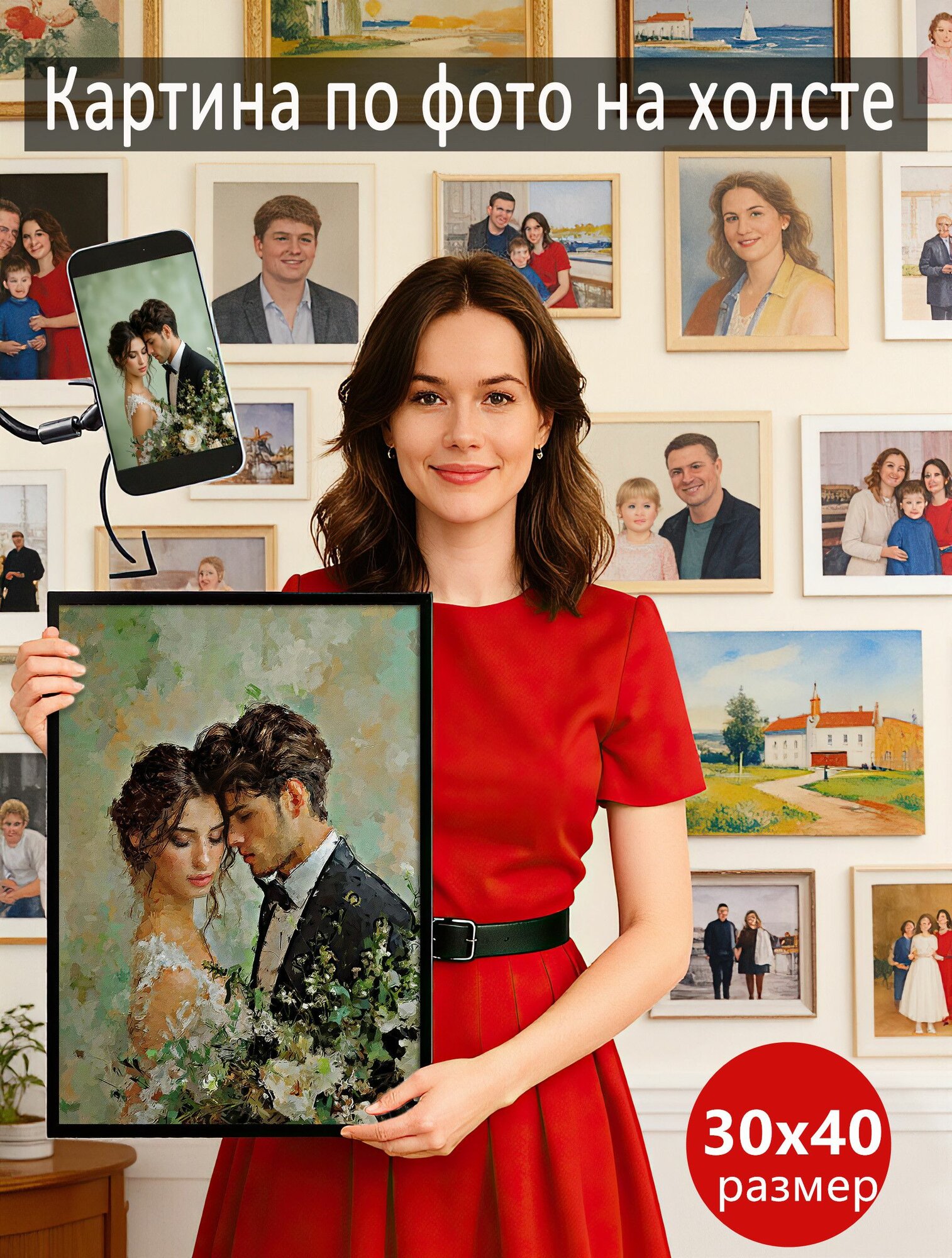 Картина "Картина по фото / Картина на заказ / Картина на стену / Картина по фото на холсте /Портрет на холсте / Фото картинахолсте" 30x40 см
