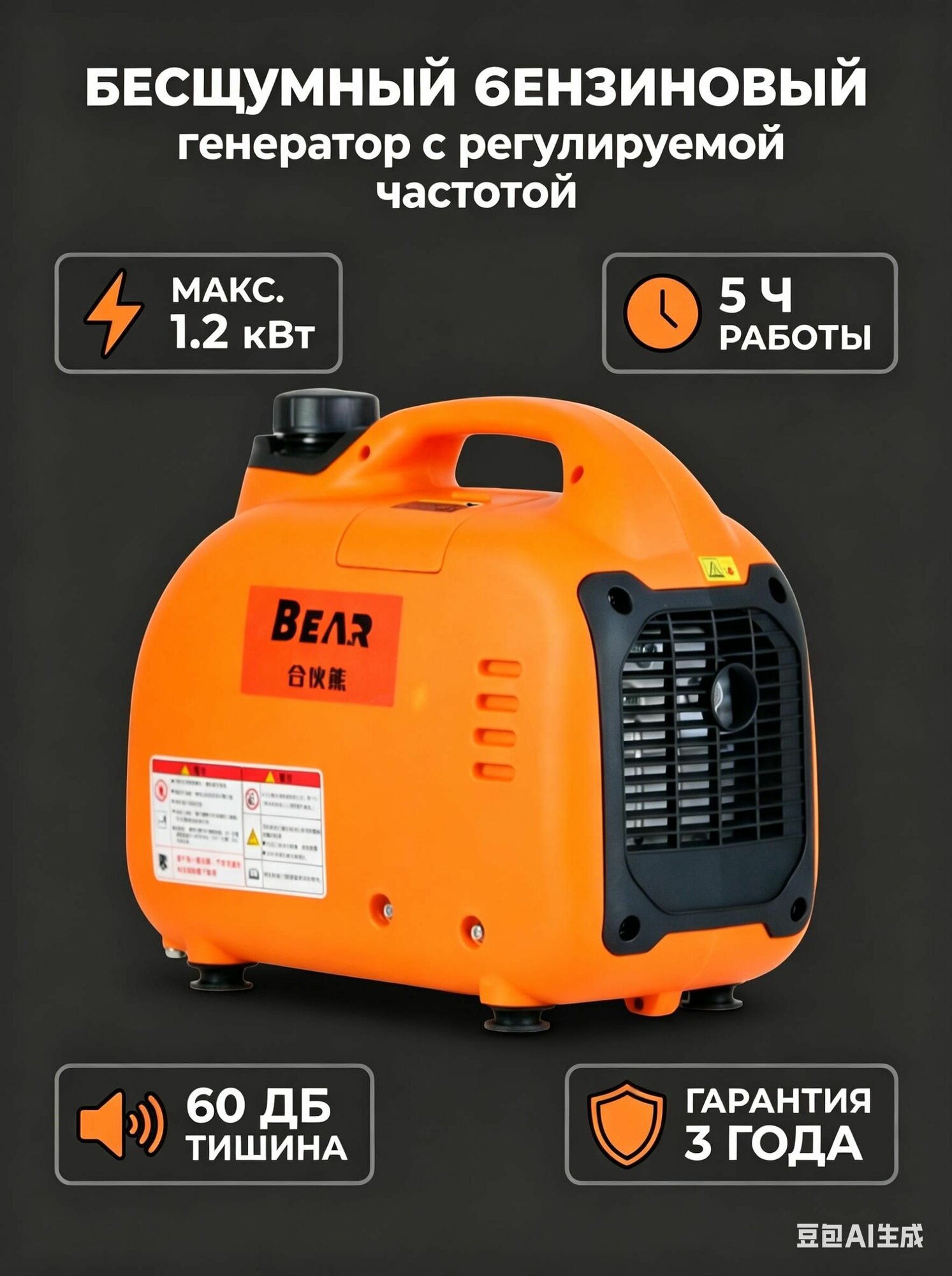 Генератор инверторный чистый синус, 1.2кВт