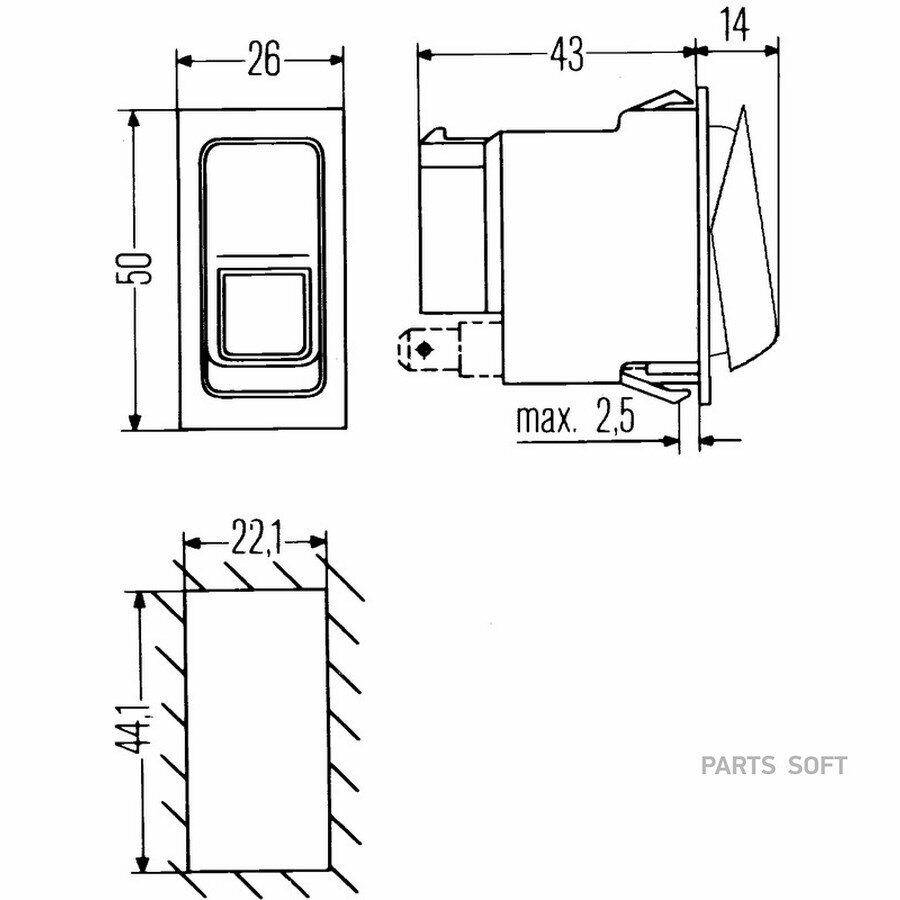 Выключатель от официального дистрибьютора, BEHR-HELLA, артикул 6GM007832251