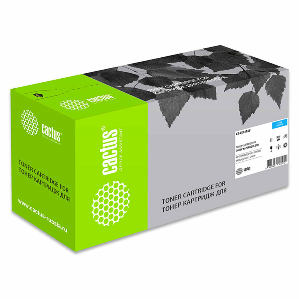 Картридж лазерный CACTUS (CS-CE741A) для HP LaserJet CP5225/5225N, голубой, ресурс 7300 страниц, 362313