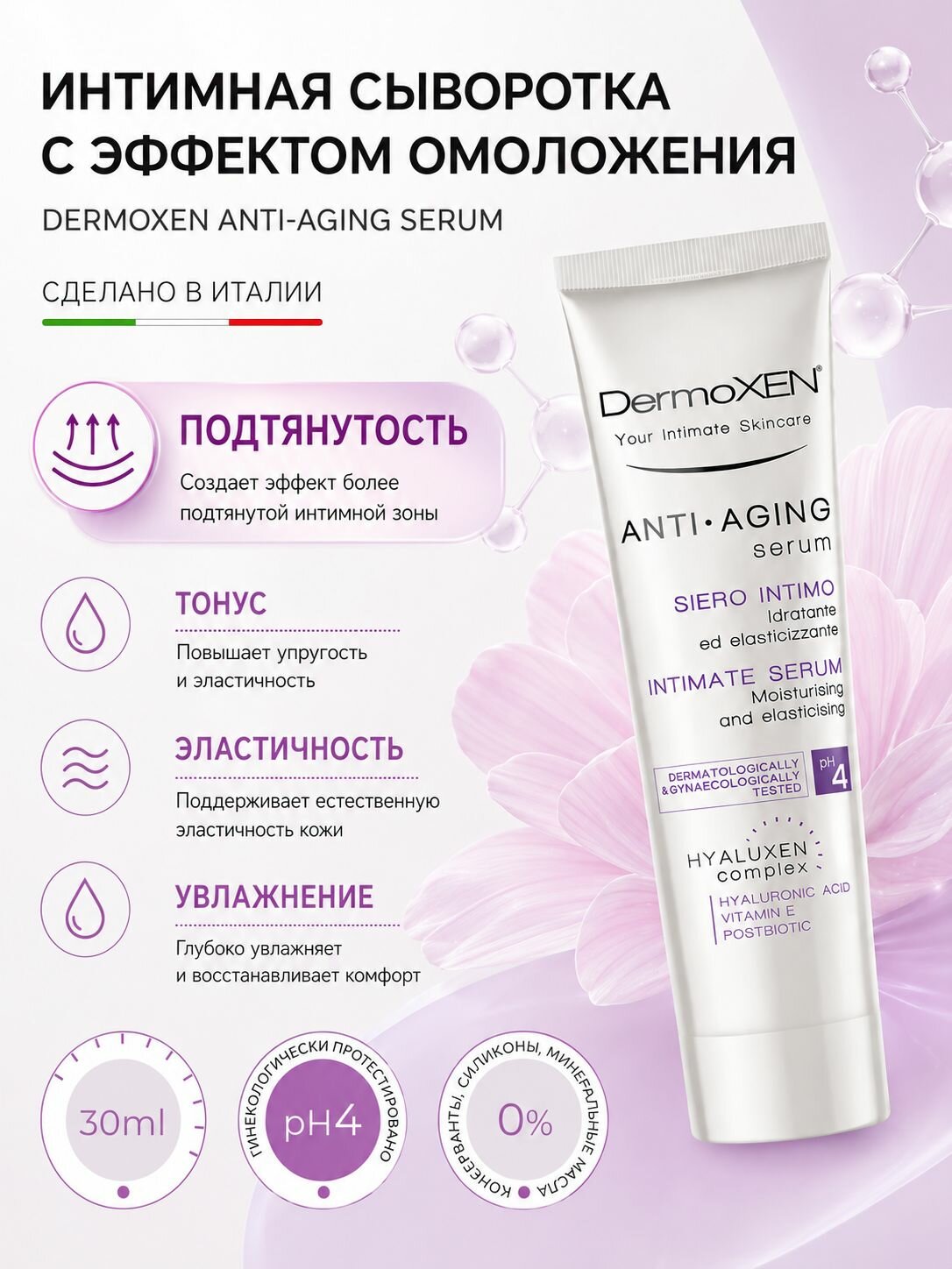 Интимная сыворотка AntiAging увлажняющая, интимное омоложение с лифтинг-эффектом