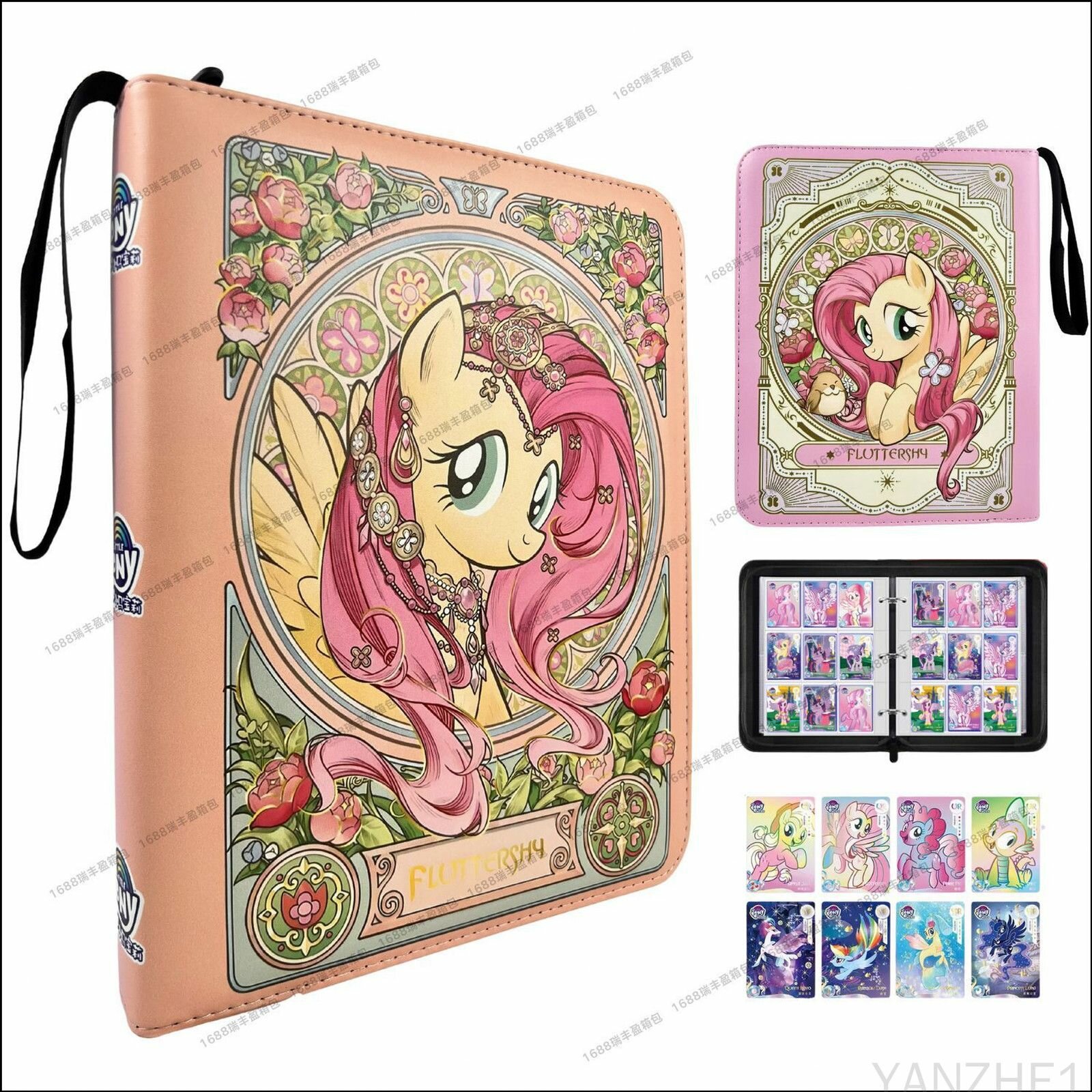 Коллекционный альбом премиумкласса с 9 отделениями для карт My Little Pony, оснащенный 25 непромокаемыми прозрачными листами и полностью застегивающейся молнией
