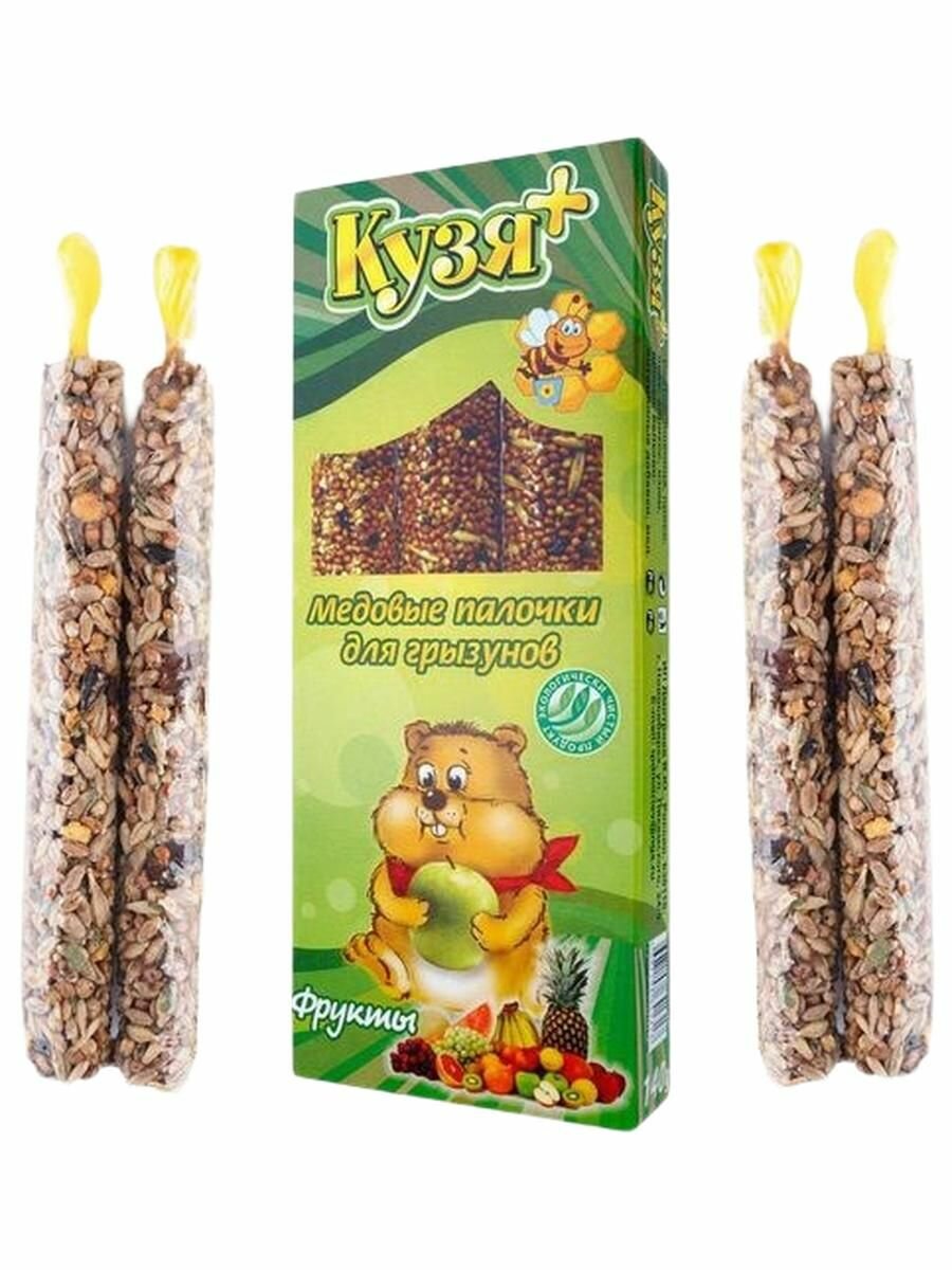 Кузя+ медовые палочки для грызунов Фрукты (4шт)