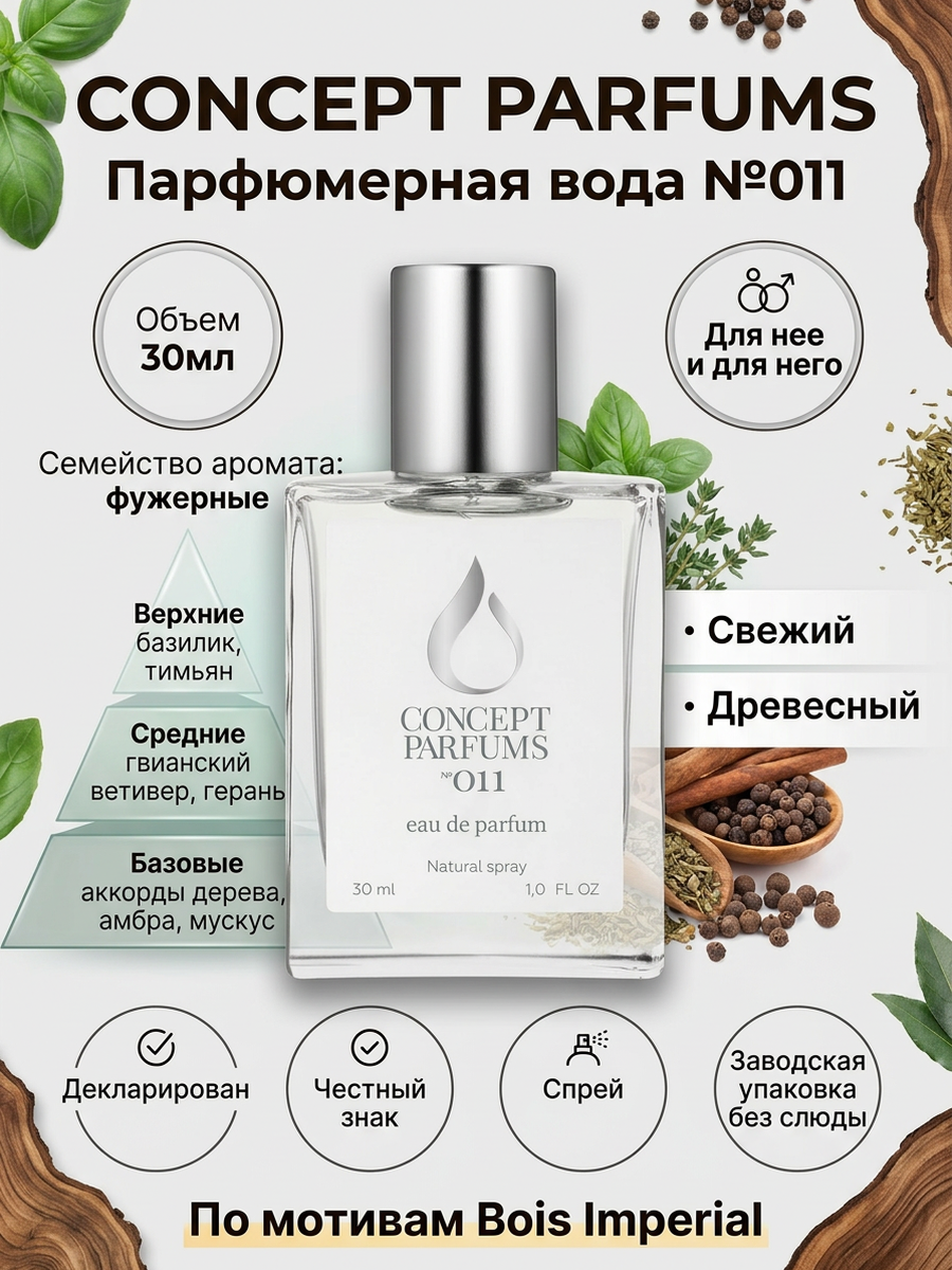 Concept Parfums 011 Парфюмерная вода Унисекс 30мл фужерные