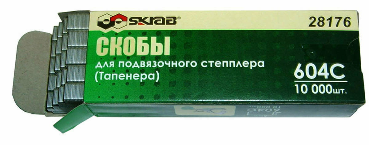 Скобы (10000 шт; 604С) для подвязочного степлера тапенера 28175 SKRAB 28176