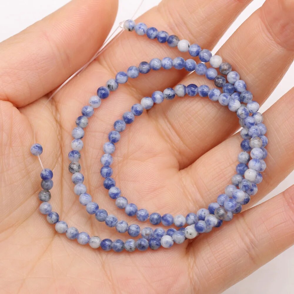 Натуральные круглые бусины из агата 2-4 мм 2 мм, Blue-veins Stone