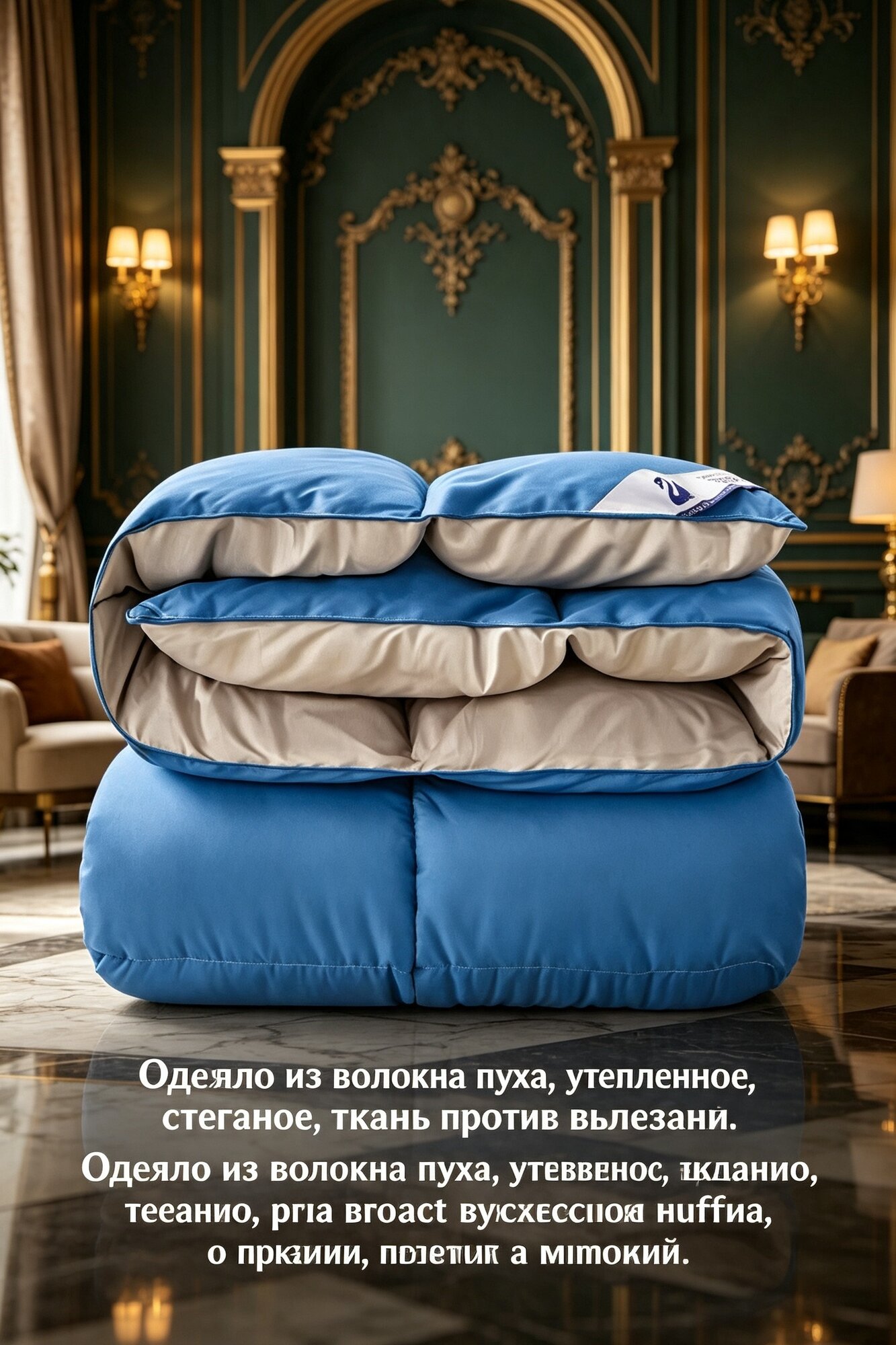 Одеяло из волокна пуха, утепленное, стеганое, ткань против вылезания пуха, для осени, весны и зимы