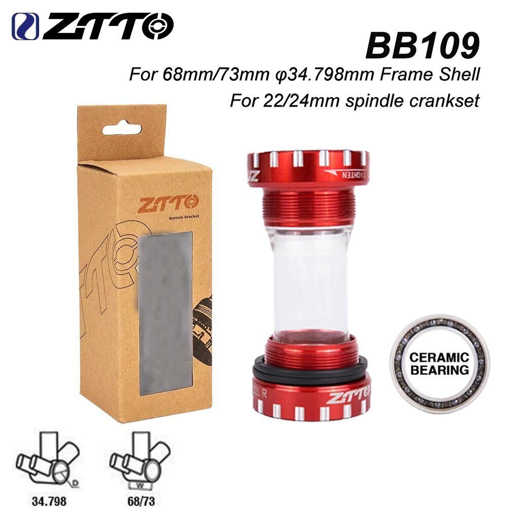 ZTTO Каретка BSA68/73 черная алюминиевый Красный, BB109 Cerami Red