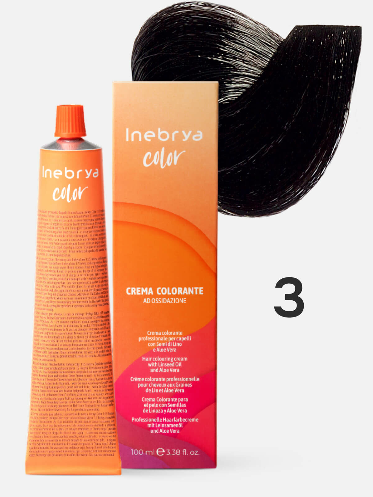 Крем - краска для волос профессиональная Inebrya Color Professional 3 Темный каштановый, 100 мл