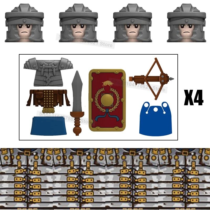 Конструктор Custfig Средневековые солдаты Серый, B32-16-2-4PCS