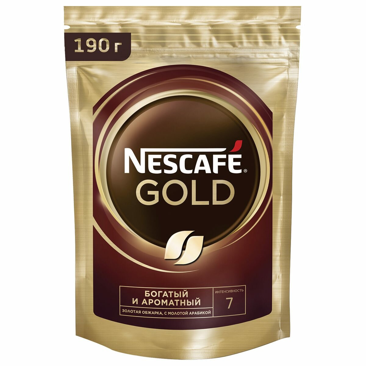 Кофе молотый в растворимом Nescafe "Gold", сублимированный, 190г, мягкая упаковка (12403031), 2 уп.
