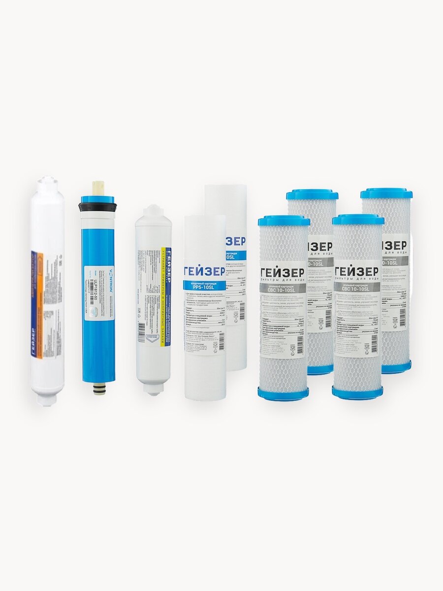 Комплект картриджей для систем обратного осмоса с минерализацией на год (9 предметов)