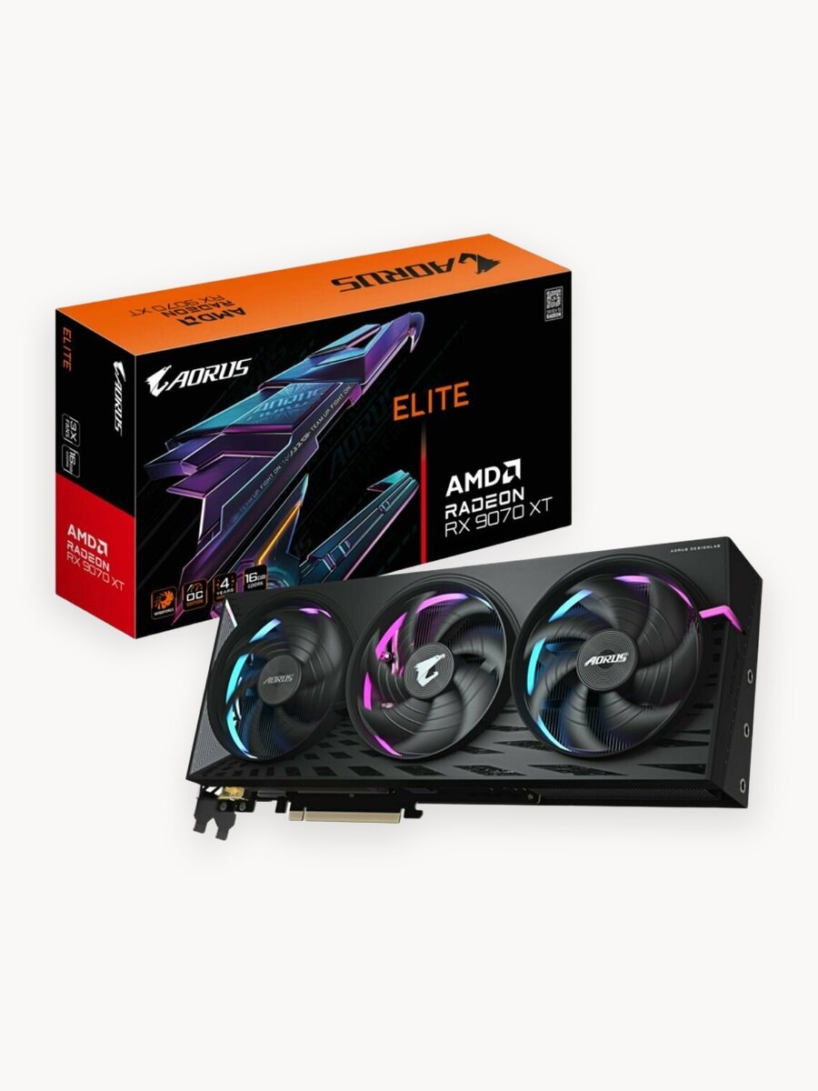 Видеокарта GIGABYTE AORUS Elite Radeon RX 9070 XT 16Gb (GV-R9070XTAORUS E-16GD) PI