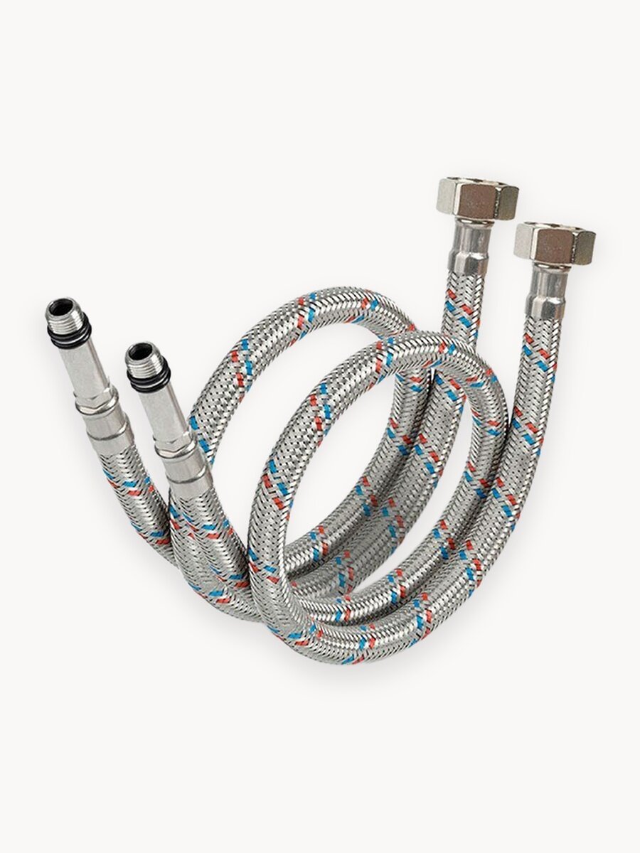 Гибкая подводка IDDIS 926CBS08ZP, F1/2xM10S, F1/2xM10L, SS304, латунь, 0,8 м, комплект 2 шт