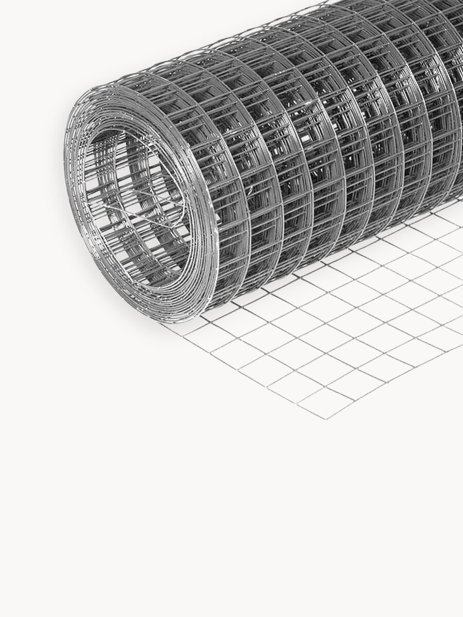 Сетка сварная оцинкованная яч. 50х50 мм, d 1,8 мм, 1х15 м для забора, для сада, строительная