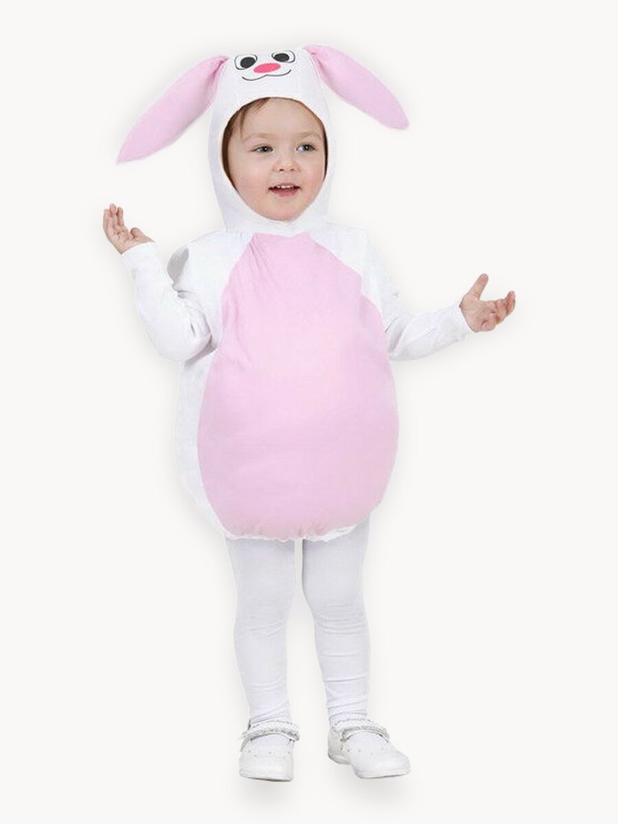 Костюм для малышей "Зайка" 1-3 года (комбинезон, головной убор) 1898B, белый полиэстер