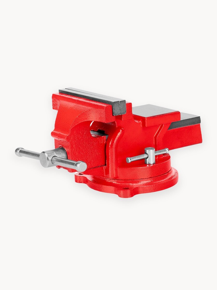 Тиски слесарные поворотные MTX, 100 мм ширина губок и 85 мм рабочий ход, чугунный корпус, с наковальней, 18631