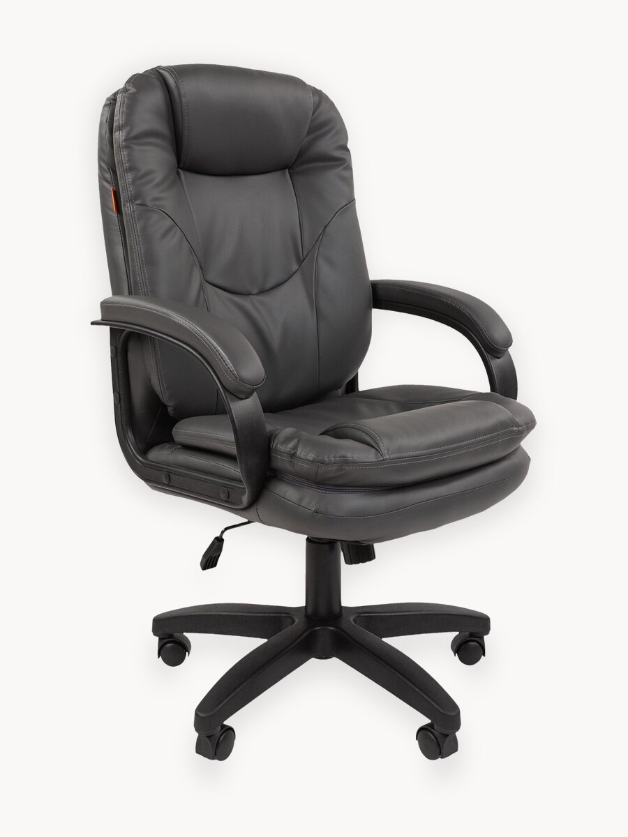 Компьютерное кресло CHAIRMAN 668 LT экокожа серый, с механизмом качания и мягкими подлокотниками для руководителя